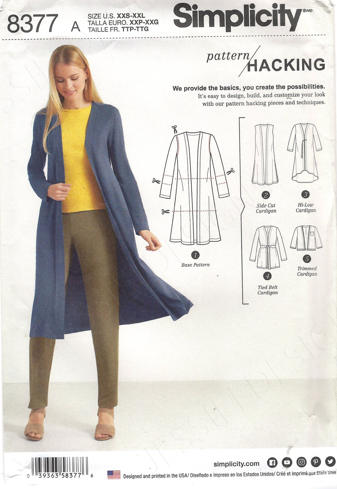 Uncut Simplicity Sewing Pattern 8377 Misses' Knit Cardigan With ...