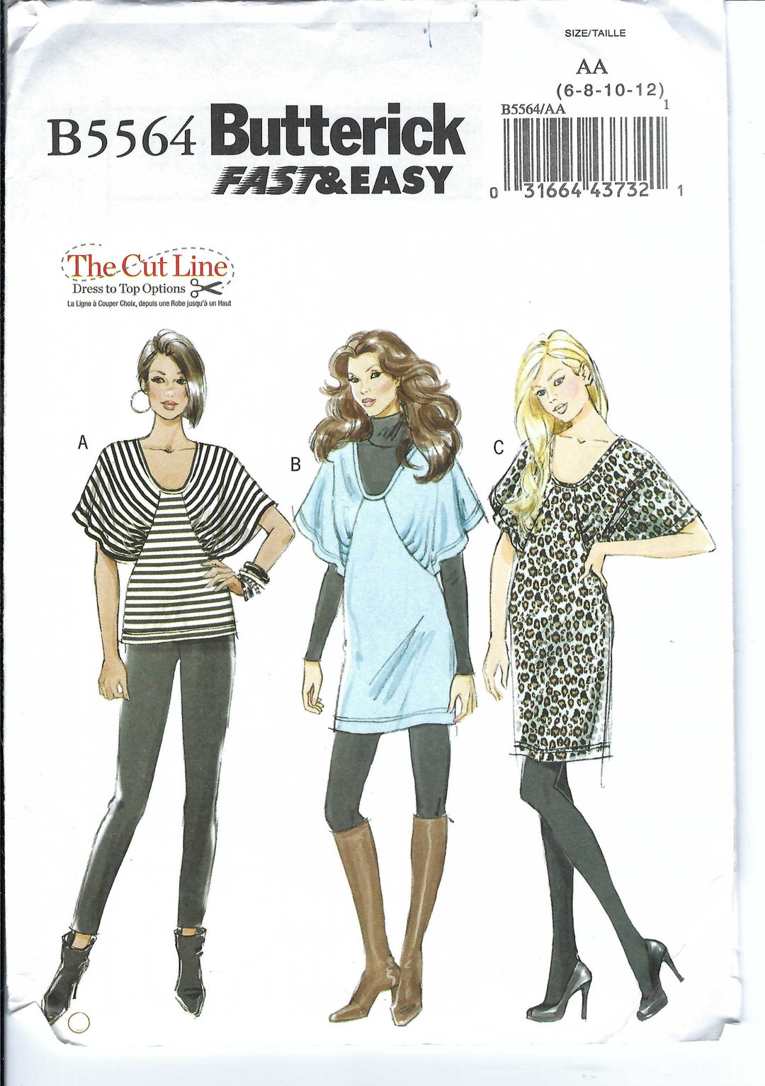 Uncut Butterick Sewing Pattern Tunic and Dress Pattern - Butterick 5564 ...