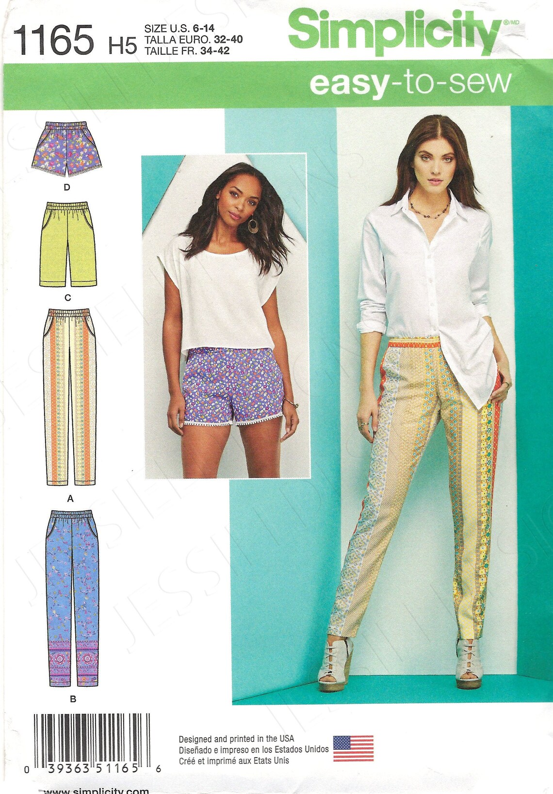 Uncut Simplicity Sewing Pattern 844 1165 Pants Shorts Slim - Etsy