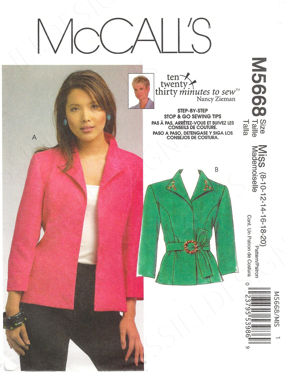 Uncut Mccalls Sewing Pattern 5668 Ladies Blazer Cutout Size 8-10-12-14 ...