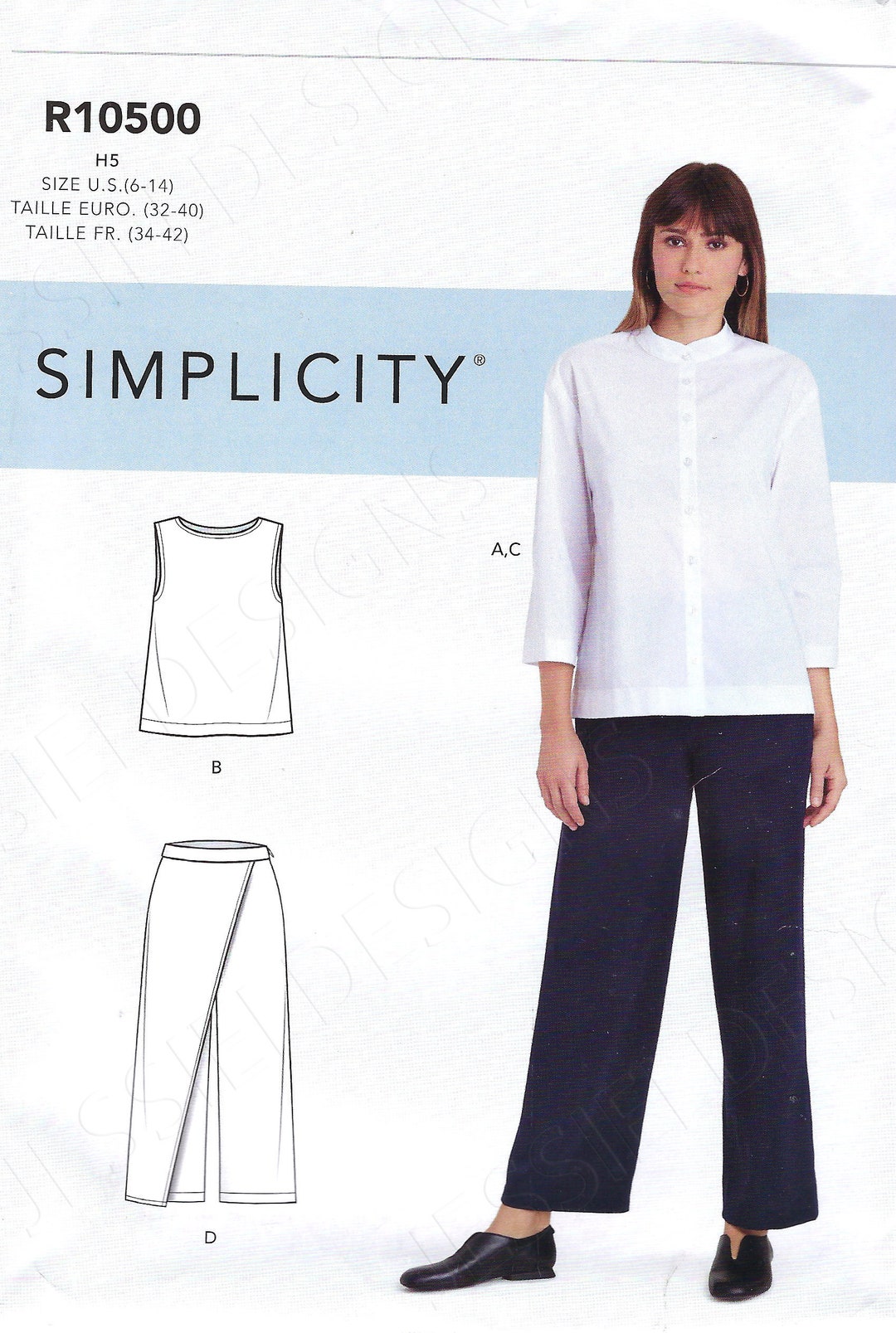 Uncut Simplicity Sewing Pattern 10500 S9112 9112 Misses' Button Down ...