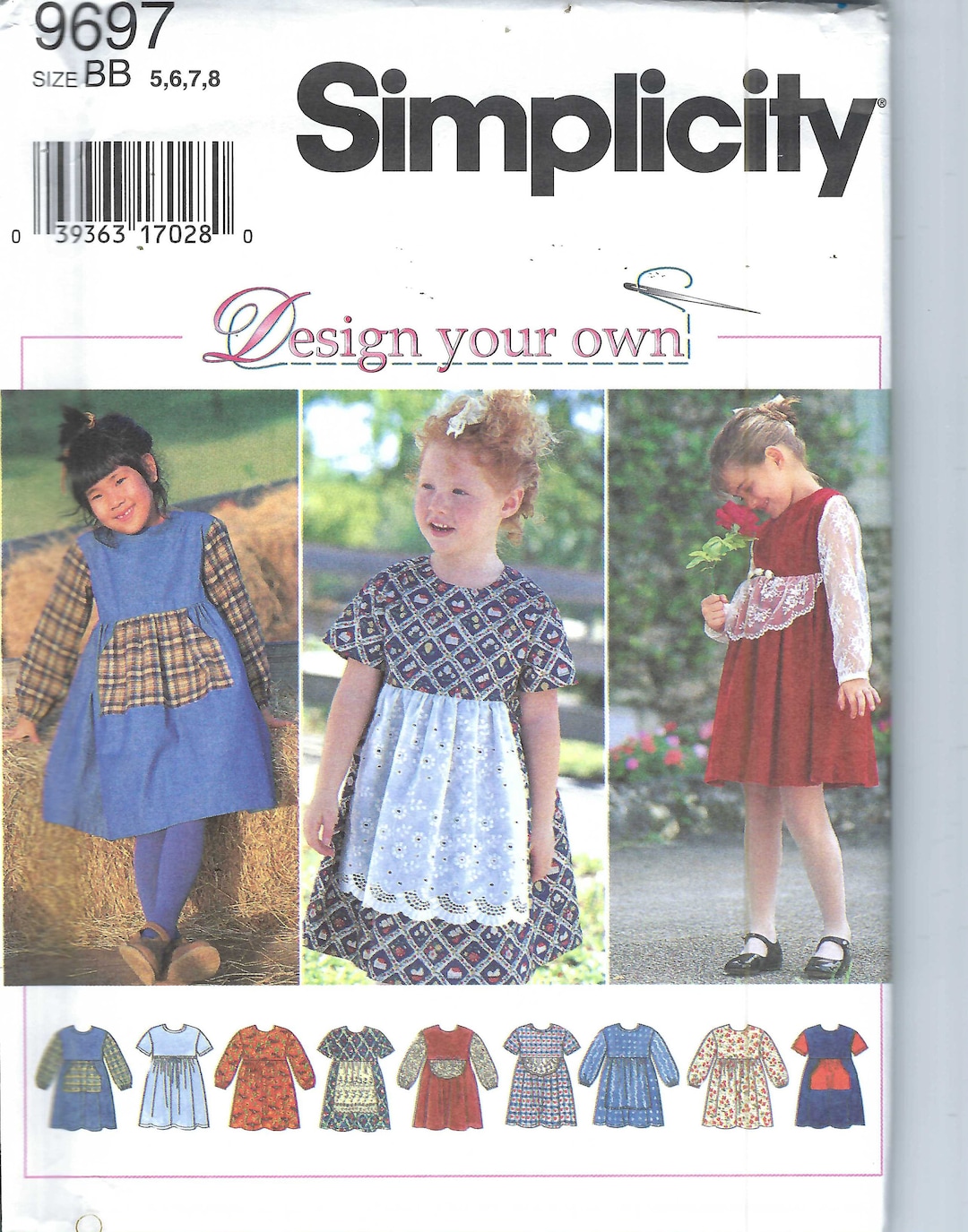 Uncut Vintage Simplicity Sewing Pattern 9697, Girls' Dress, Sizes 3,4,5 ...