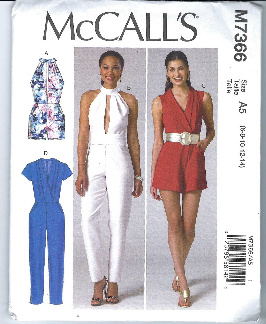 Uncut Mccalls Sewing Pattern Misses Rompers, Jumpsuit, Low Necklines ...