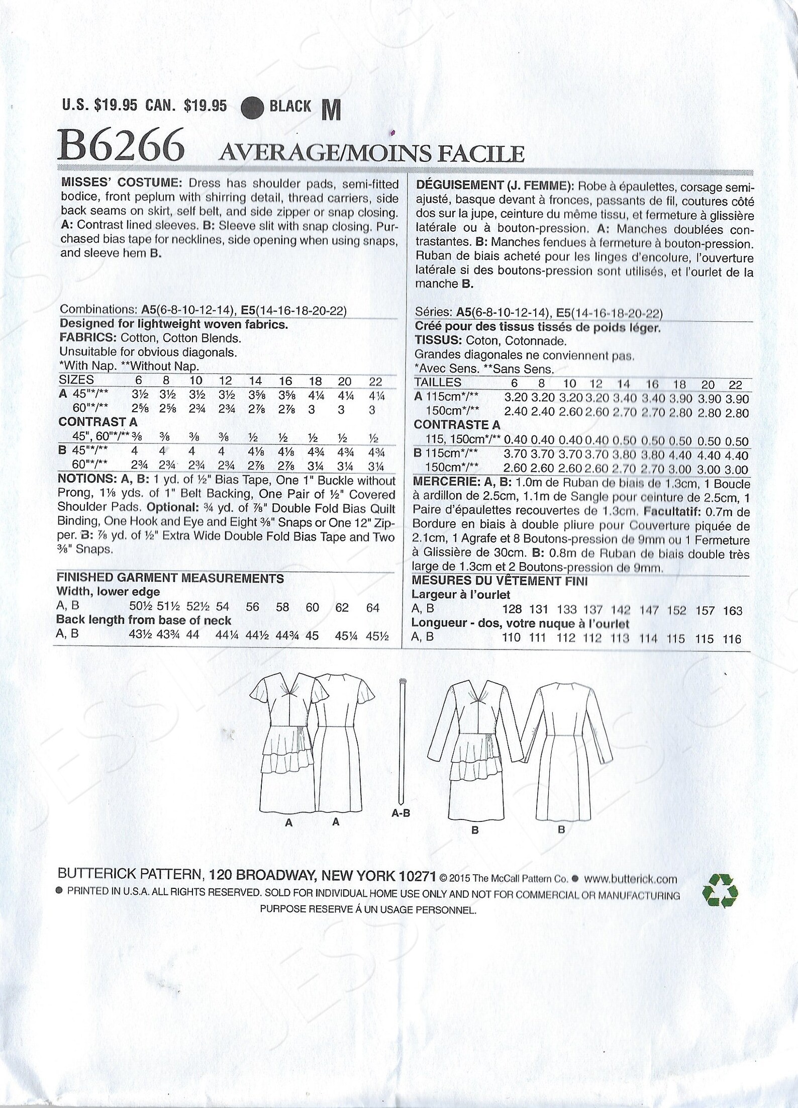 Uncut Simplicity Sewing Pattern 6266 Misses' Tiered Peplum - Etsy