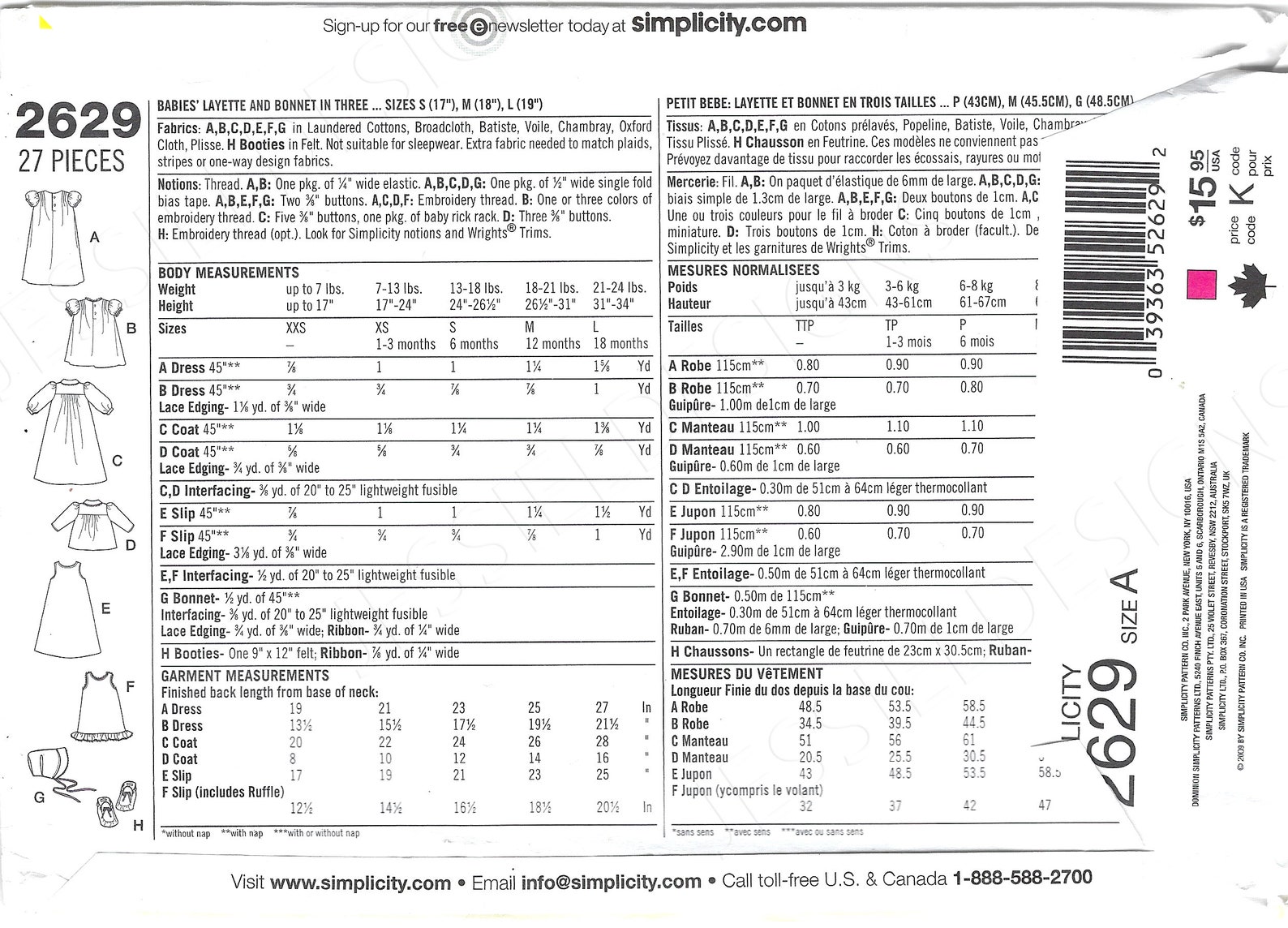 Uncut Simplicity Sewing Pattern 2629 Size XXS-L Vintage - Etsy