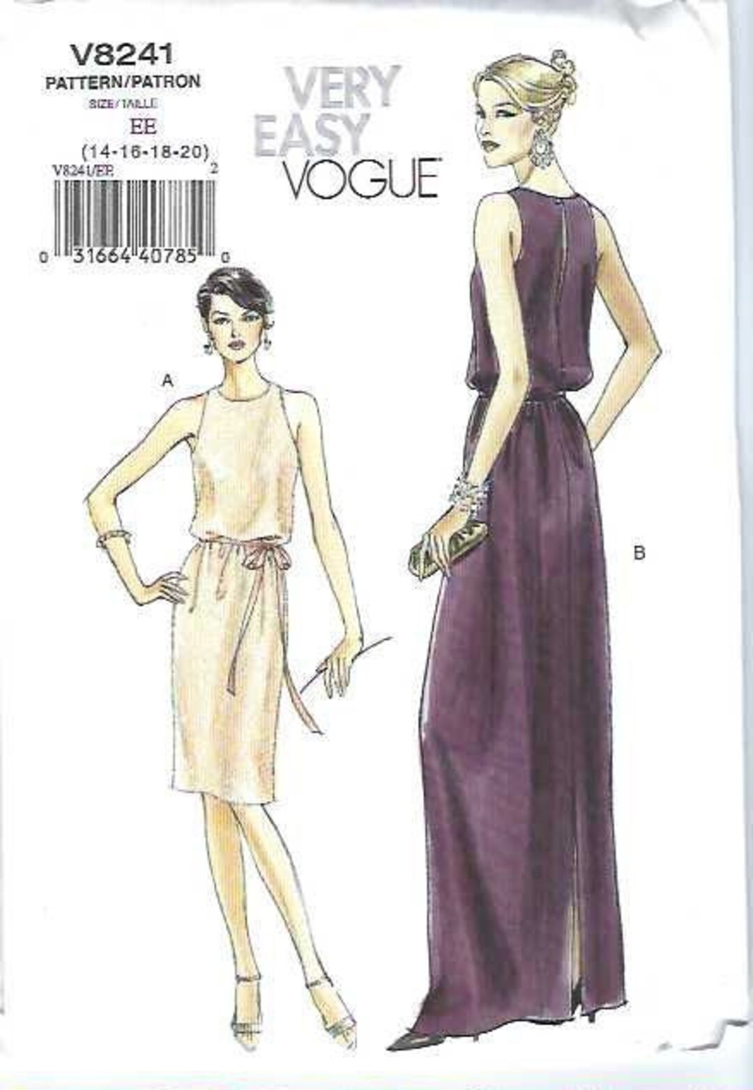 Uncut Vogue Sewing Pattern 8241 Easy Fitting Evening Dress With ...
