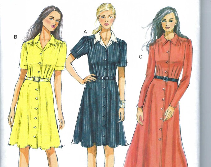 Uncut Butterick Sewing Pattern Shirt Dress, Retro Collar, Yokes ...