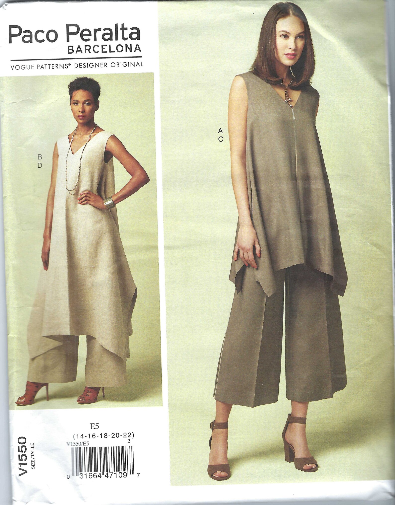 Uncut Vogue Sewing Pattern 1550 Pattern Misses Tunics and Pants Size 6 ...