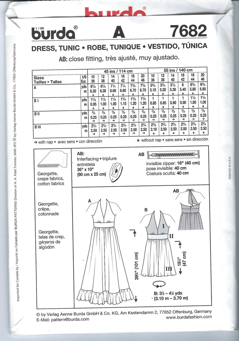 Uncut Burda Sewing Pattern 7682 Burda Young Fitting Dress - Etsy