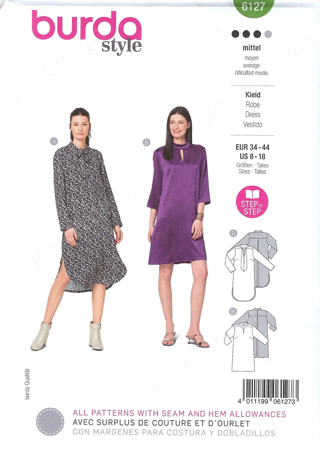 Uncut Burda Style Sewing Pattern 6127 Loose Dresses Size 8-18 FF - Etsy