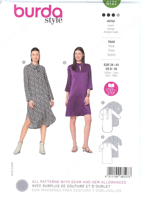 Uncut Burda Style Sewing Pattern 6127 Loose Dresses Size 8-18 | Etsy