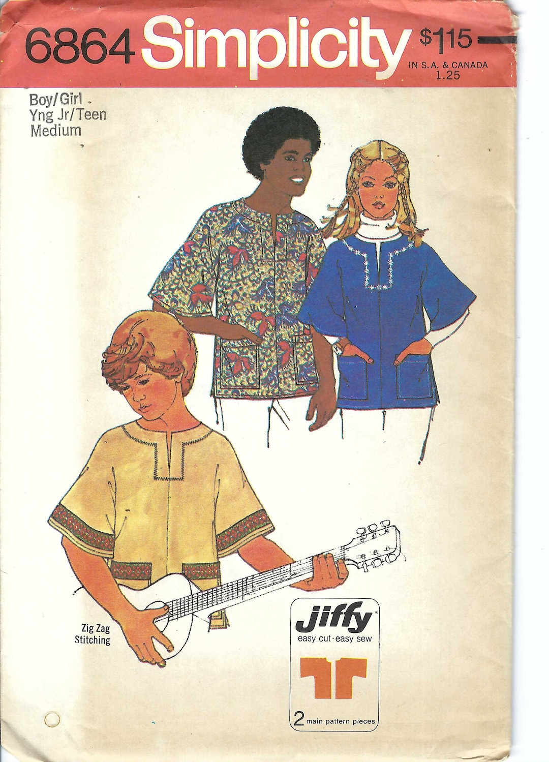 Uncut Vintage Simplicity Sewing Pattern DASHIKI TOP Pattern Simplicity ...