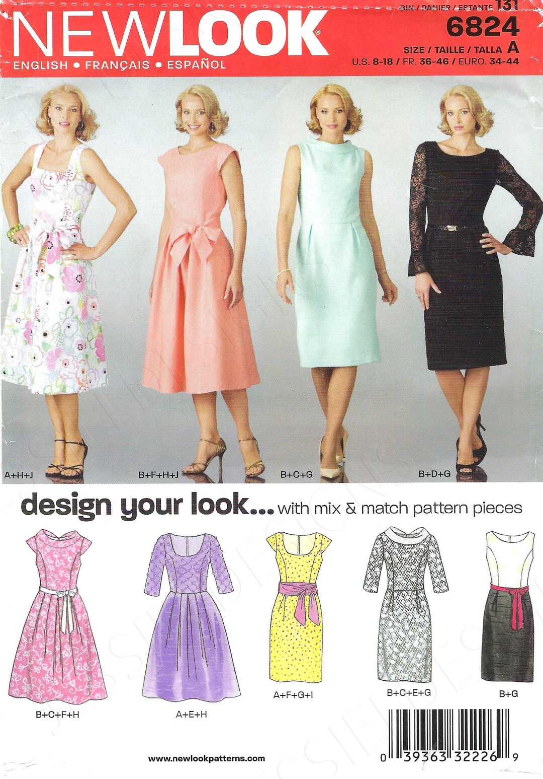 Uncut New Look Sewing Pattern 6824 Design Your Own Dress SZ8-18 FF - Etsy