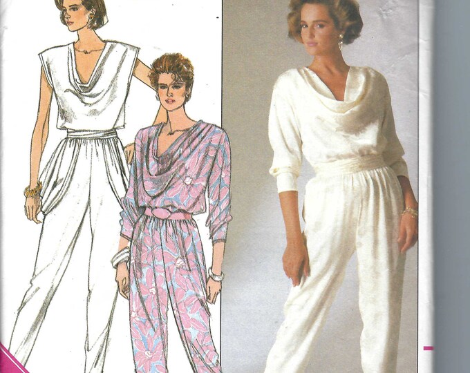 Uncut Vintage Butterick Sewing Pattern Cowl Neck Pullover Belt Tapered ...