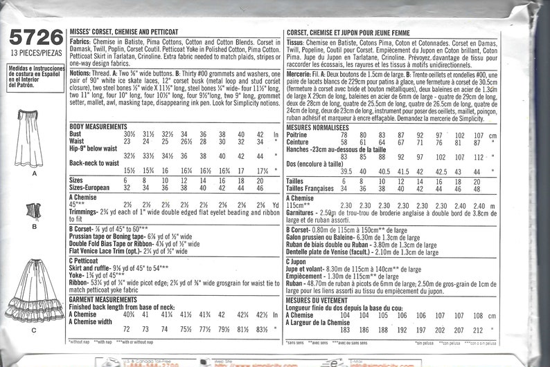 Uncut Simplicity Sewing Pattern 5726 Historic Mid 1800scivil - Etsy