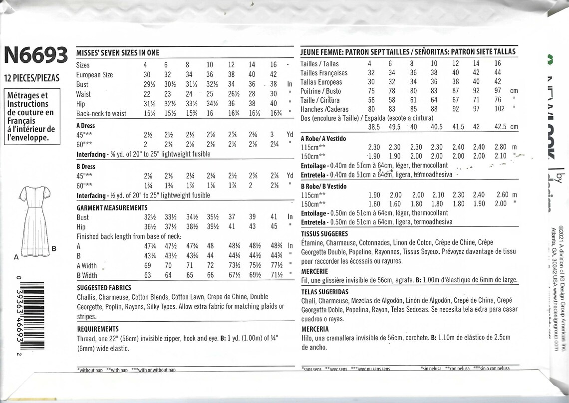 Uncut New Look Sewing Pattern Womens Dress, Midi Dress, Puff Sleeve ...