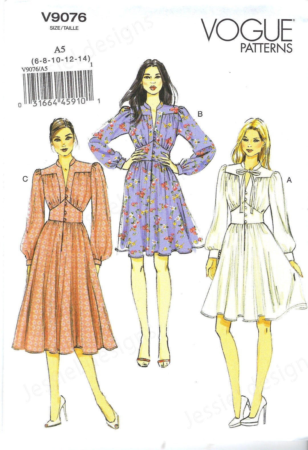 Uncut Vogue Sewing Pattern 9076 Boho Pullover Dress With Shaped Midriff ...