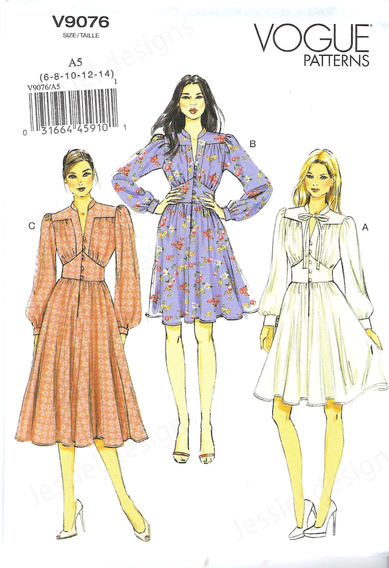 Uncut Vogue Sewing Pattern 9076 Boho Pullover Dress With Shaped Midriff ...