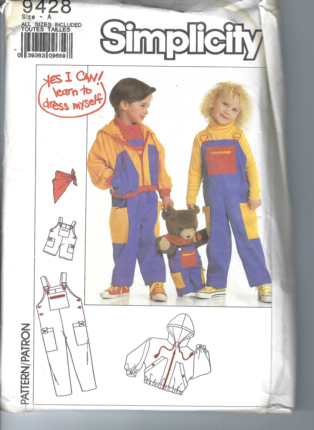 Uncut Vintage Simplicity Sewing Pattern 9428 Kids Clothes in a Visually ...