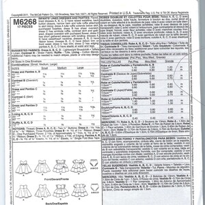 Uncut Mccalls Sewing Pattern 6268 Easy Infants Lined Dresses and ...