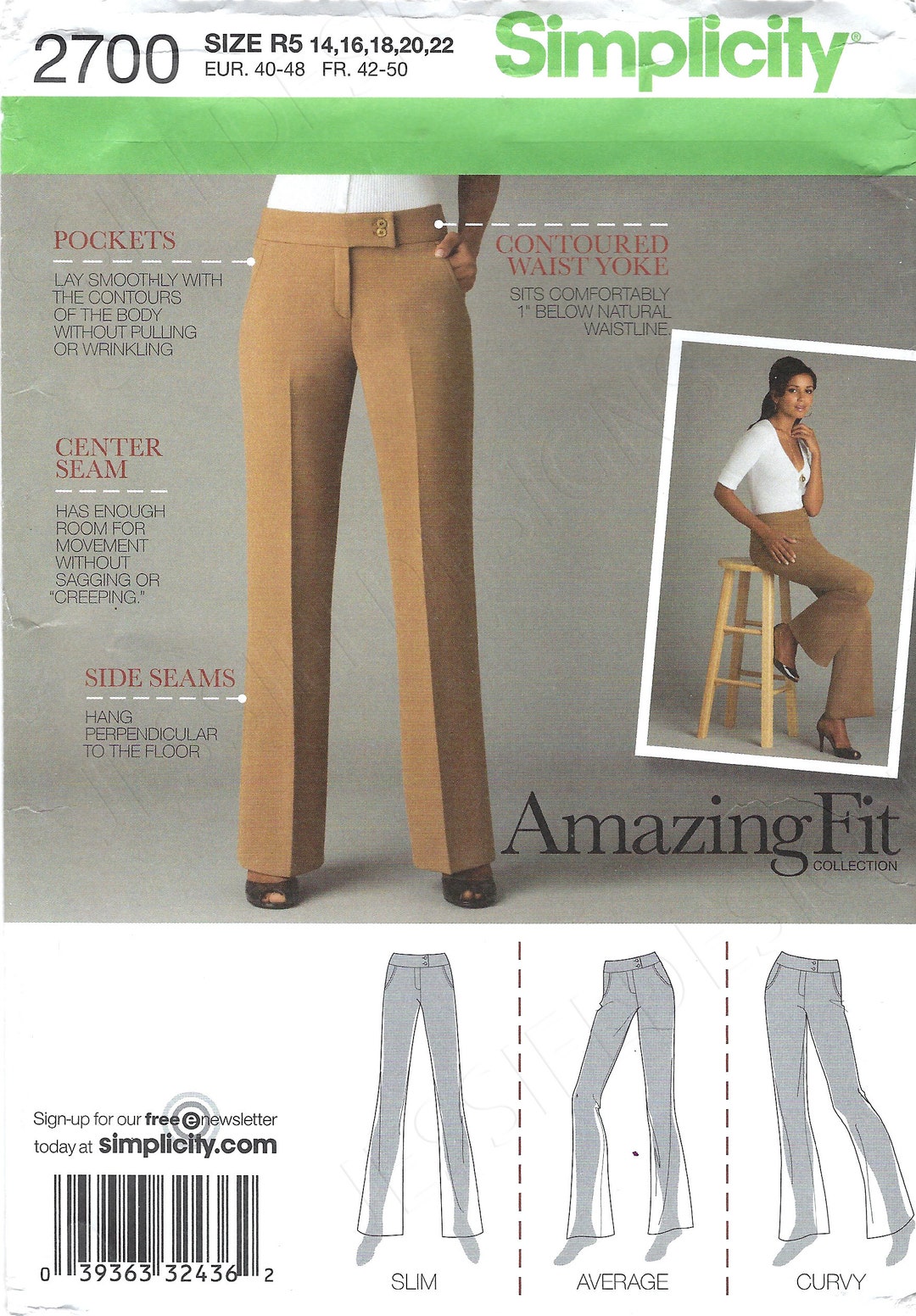 Uncut Simplicity Sewing Pattern 2700 Womens Amazing Fit Pants Pattern ...