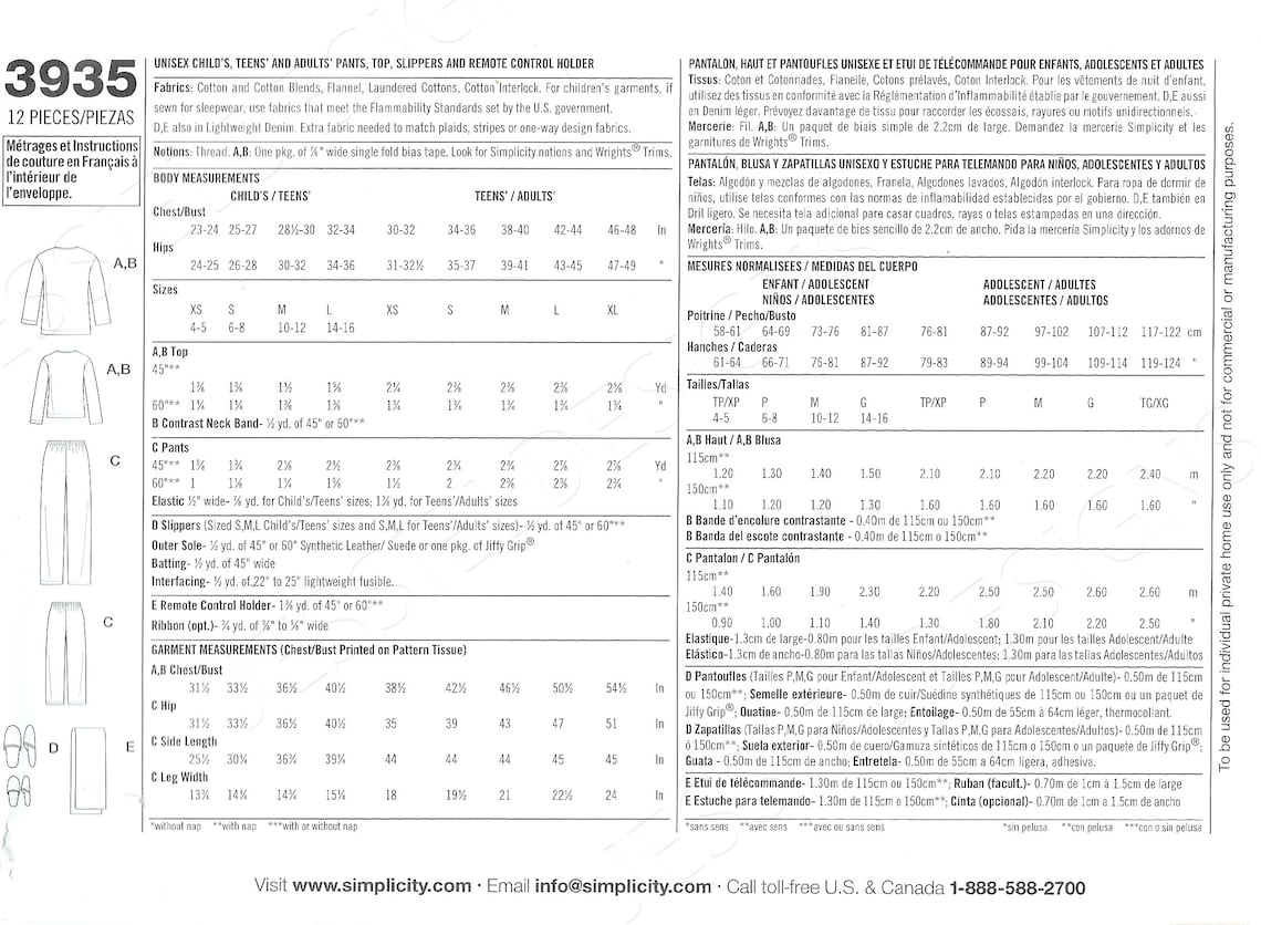 Uncut Simplicity Sewing Pattern 11172 533 3935 B Pull on Pants, Long ...