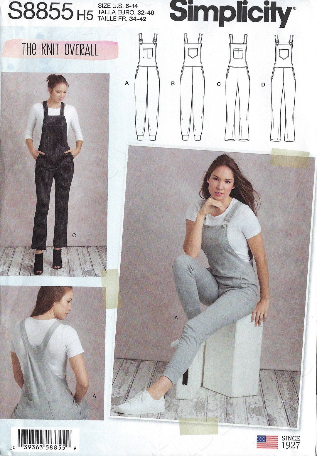 Uncut Simplicity Sewing Pattern 8855 the Knit Overall Misses Knit ...