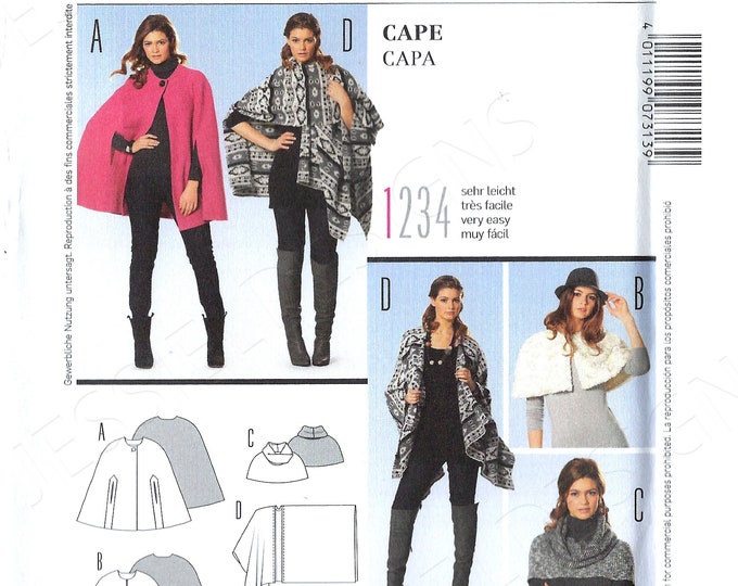 FF Burda Style Sewing Pattern 7313 Cape Wrap Shrug Capelet, Modern Boho ...