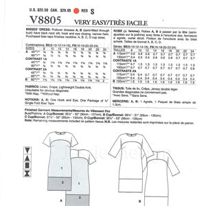 Uncut Vogue Sewing Pattern 8805 Misses Dress Size 8-10-12-14-16 16-24 ...