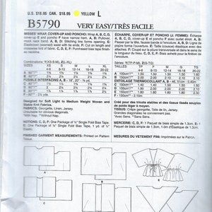 Uncut Butterick Sewing Pattern 5790 Misses Wrap, Cover up & Poncho Size ...