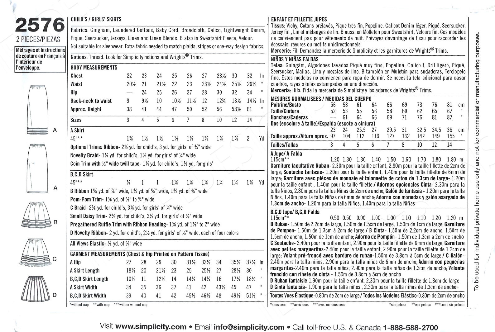 Uncut Simplicity Sewing Patterns 2576 Learn to Sew Pattern Girls ...