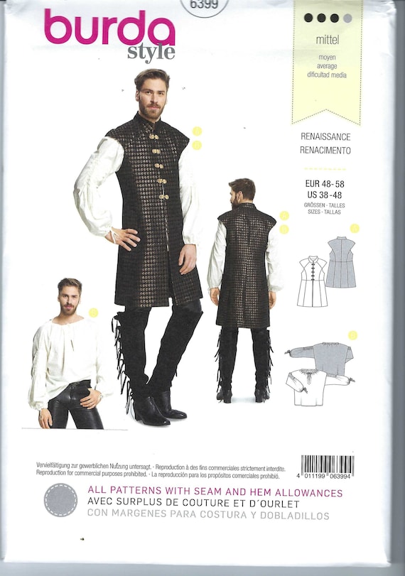 Uncut Burda Style Sewing Pattern 6399 Men's Costume - Etsy