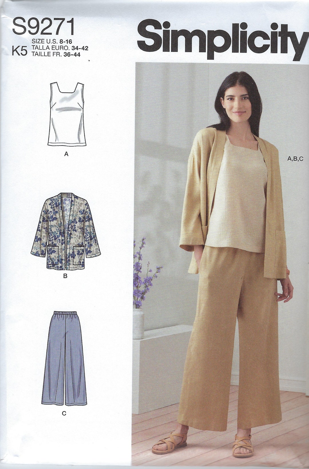 Uncut Simplicity Sewing Pattern 9271 Misses Jacket Top and Pants Size 8 ...