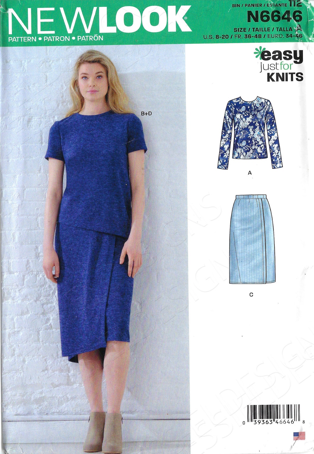 Uncut New Look Sewing Pattern Newlook 6646 Knit Jersey Stretch Dress ...