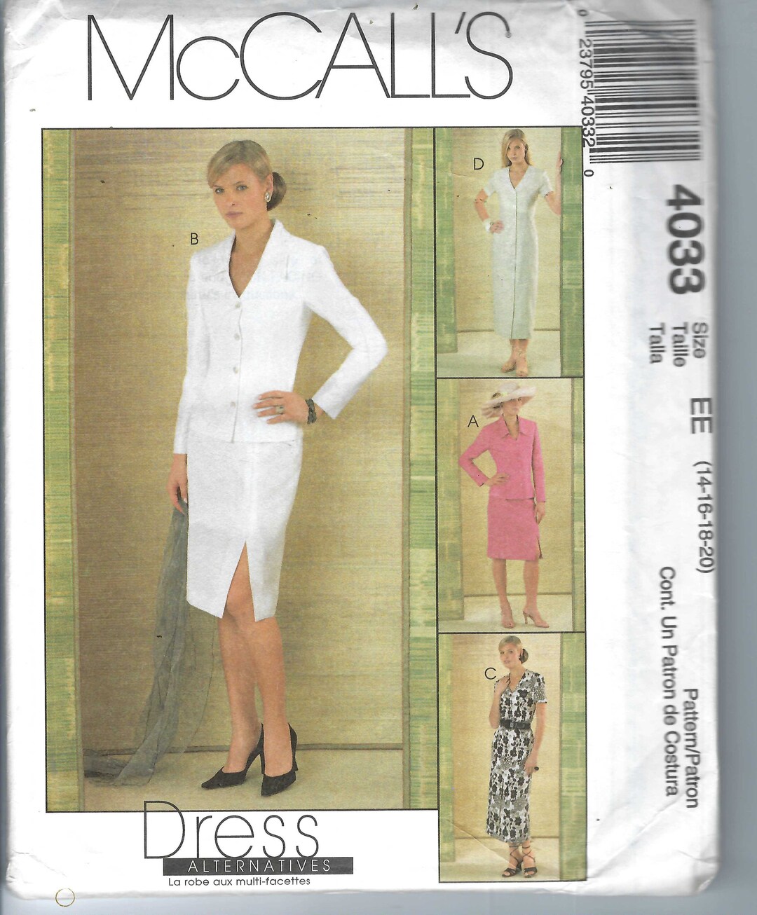 Uncut Mccall Sewing Pattern 4033 Misses Jackets Dresses Skirts Sewing ...
