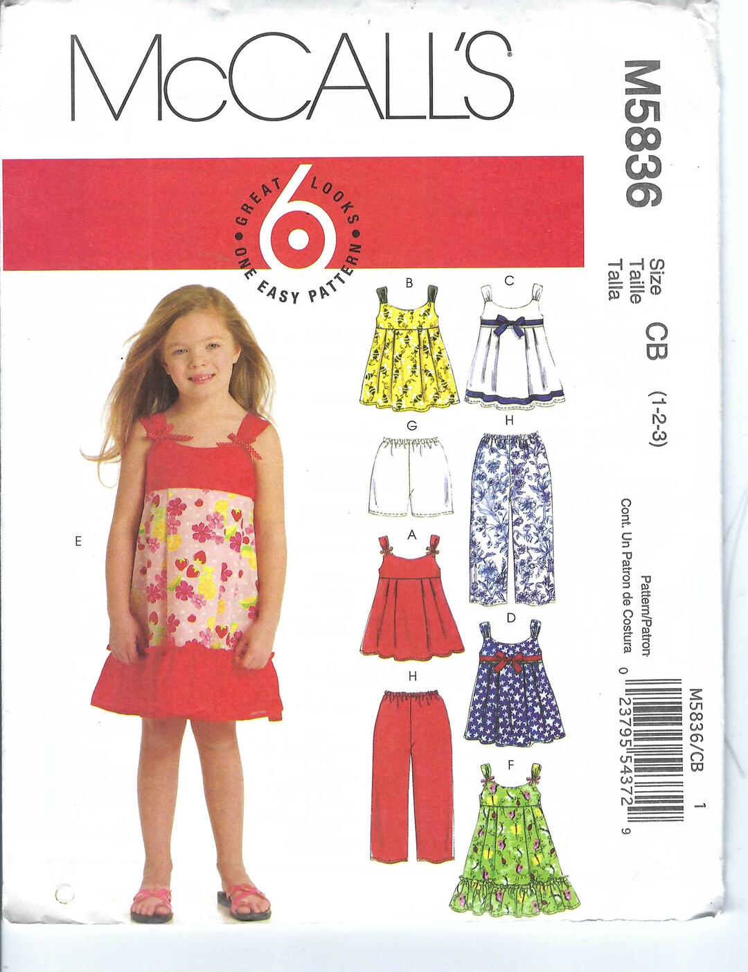 Uncut Mccalls Sew Sewing Pattern 5836 Sewing Pattern for Toddlers Top ...