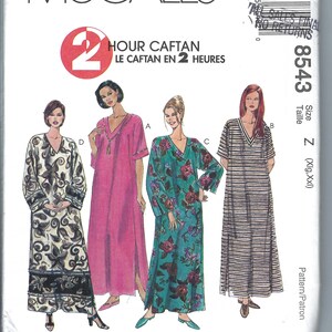 Uncut Vintage Mccalls Sewing Pattern 8543 Misses 2 Hour Caftan Loose ...