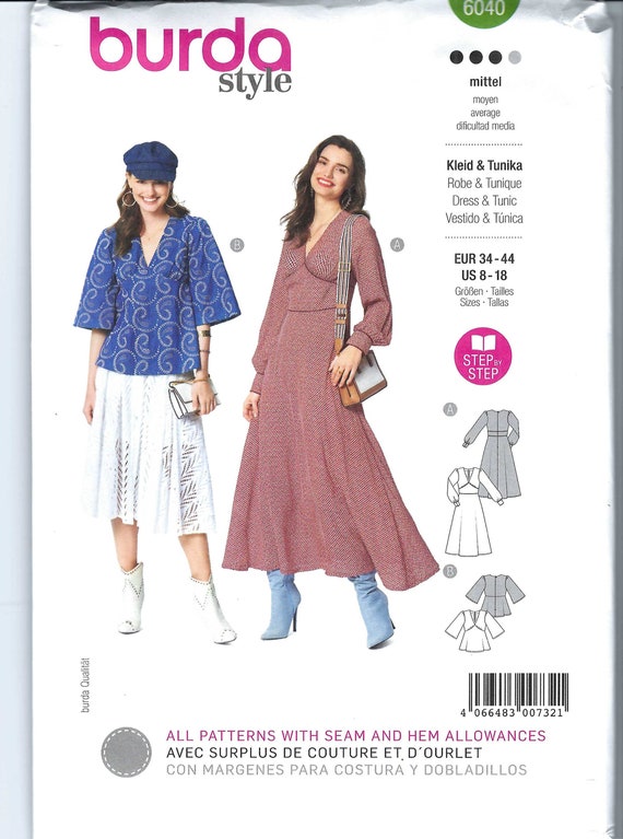 Uncut Burda Sewing Pattern 6040 Misses' Dress and Blouse - Etsy