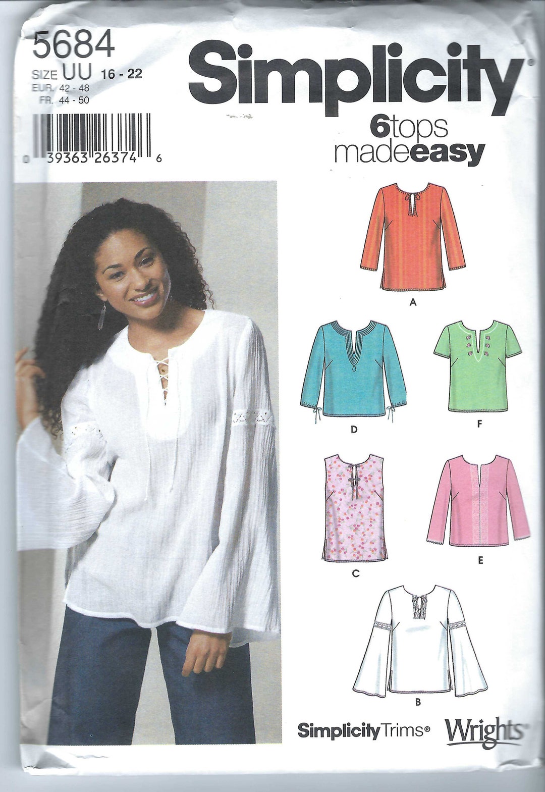 Uncut Vintage Simplicity Sewing Pattern 591 5684 Mosses Pullover Tunic ...