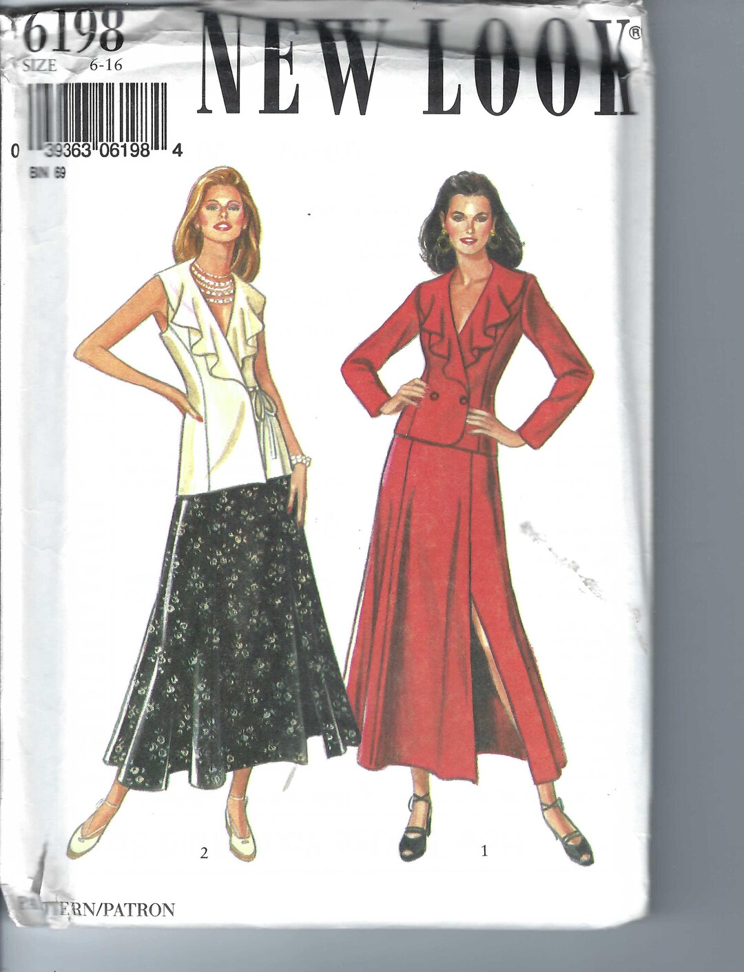 Uncut New Look Sewing Pattern 6-16 NEW LOOK 6198 Skirt, Top/jacket FF ...