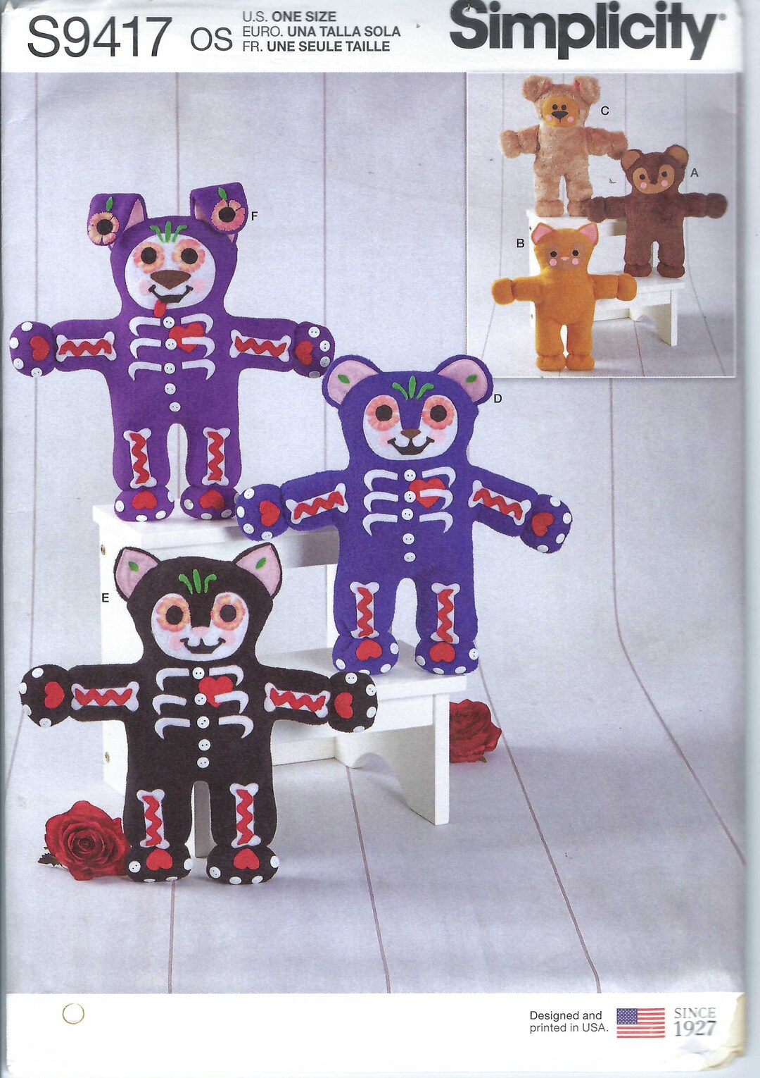 Uncut Simplicity Sewing Pattern Day of the Dead Stuffed Animals 9417 ...