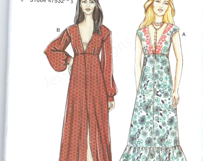 Easy Vogue Sewing Pattern for Women's Dress, Maxi Dress Pattern, Deep V ...
