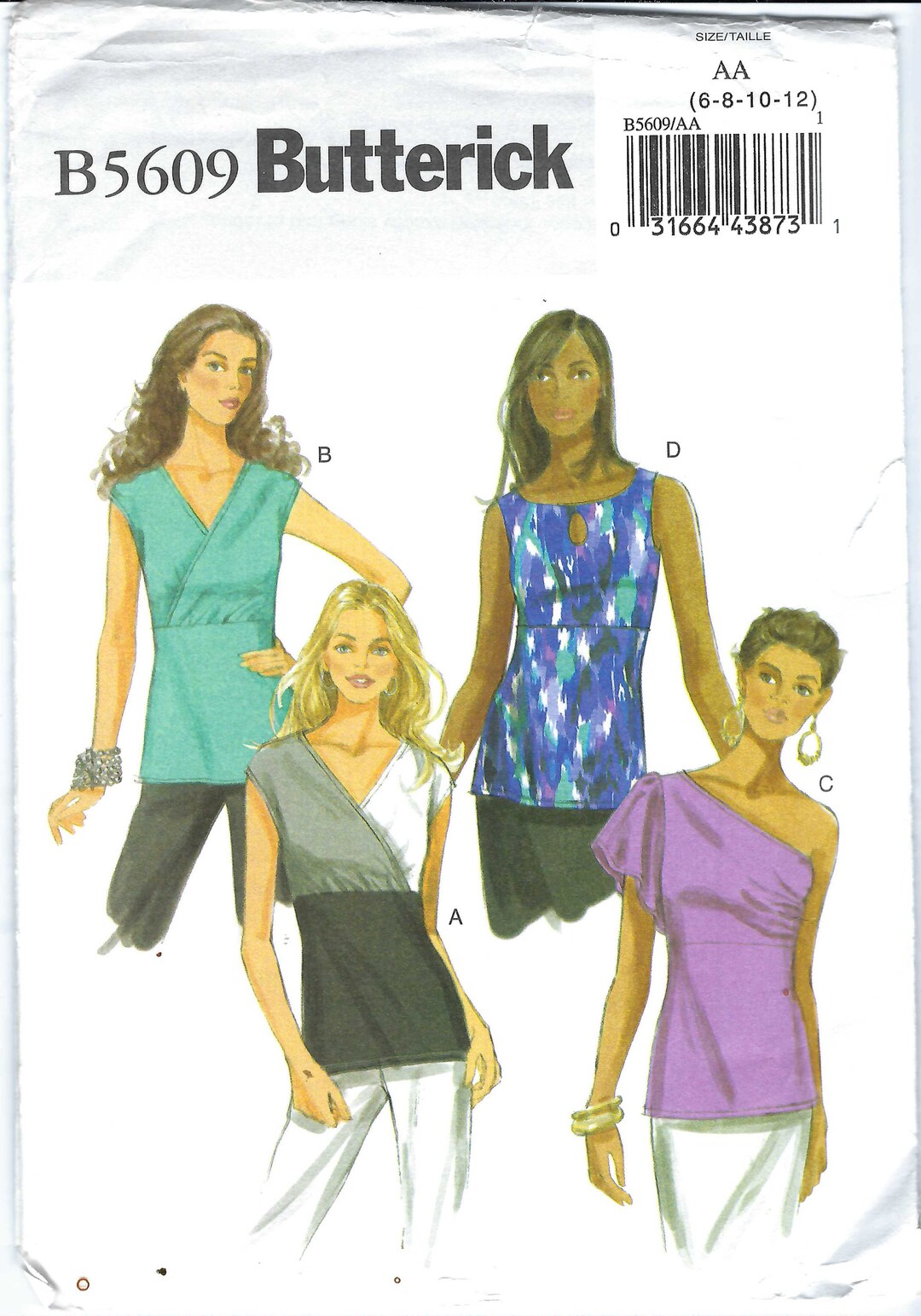 Uncut Butterick Sewing Pattern 5609 Size 6-12 14-22 Misses Tops FF - Etsy