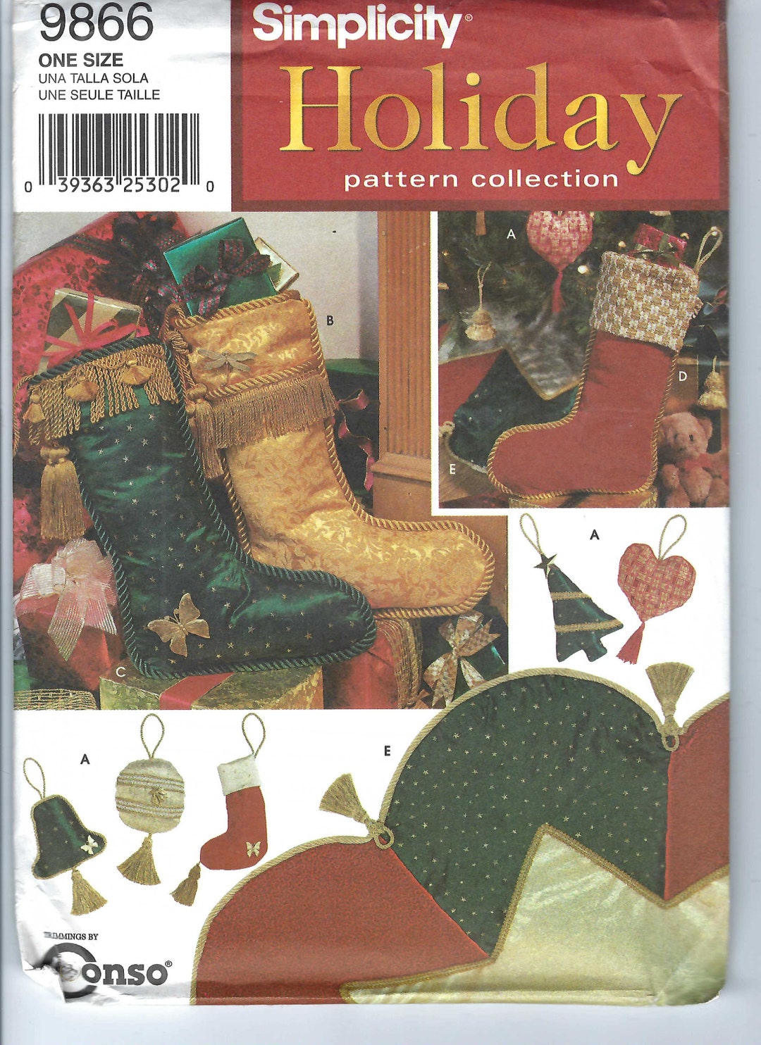 Uncut Simplicity Sewing Pattern 9866 Ornaments Christmas Stockings and ...