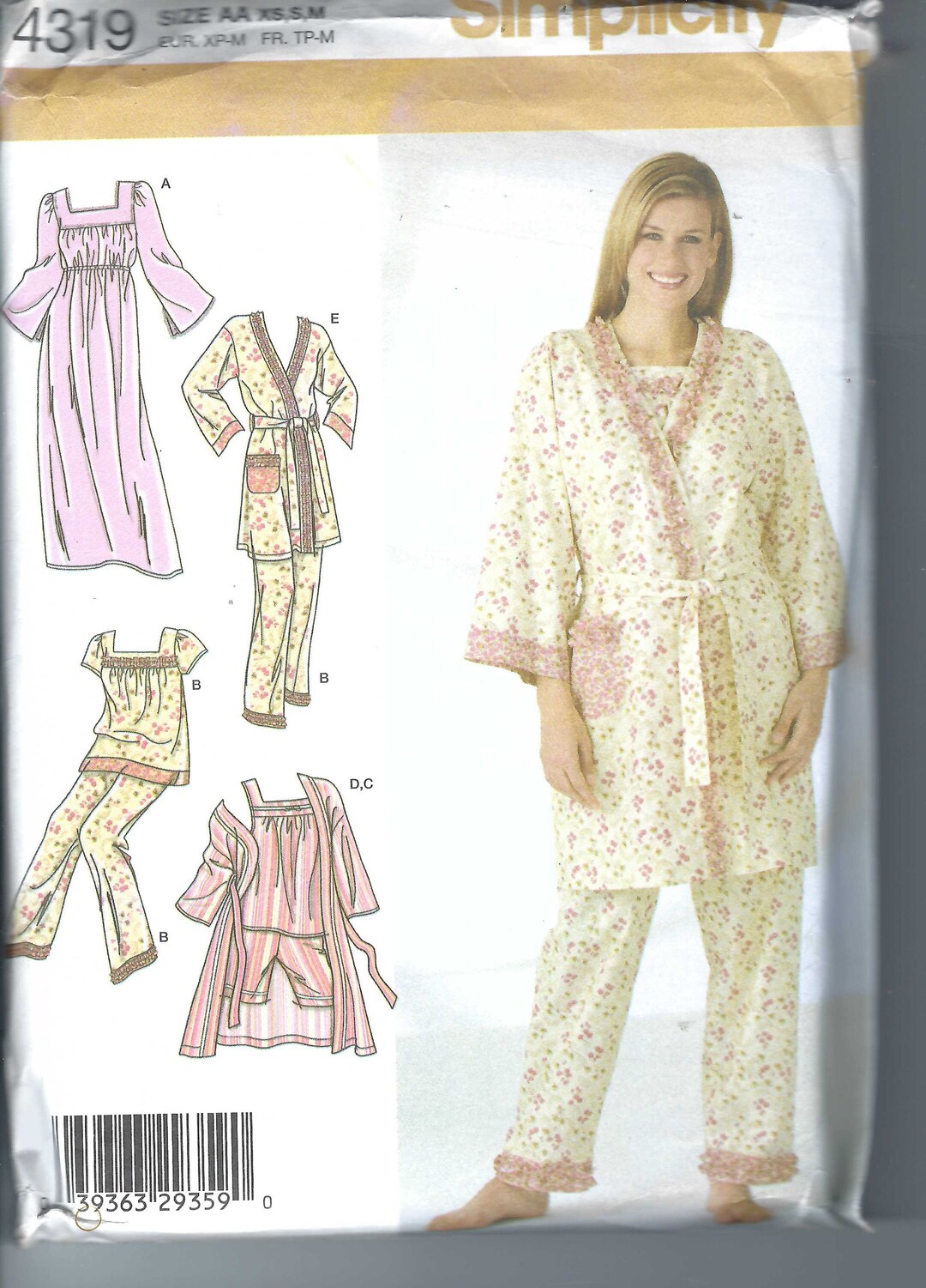 Uncut Simplicity Sewing Pattern Belted Wrap Robe • Pajamas Size Xs-s-m ...