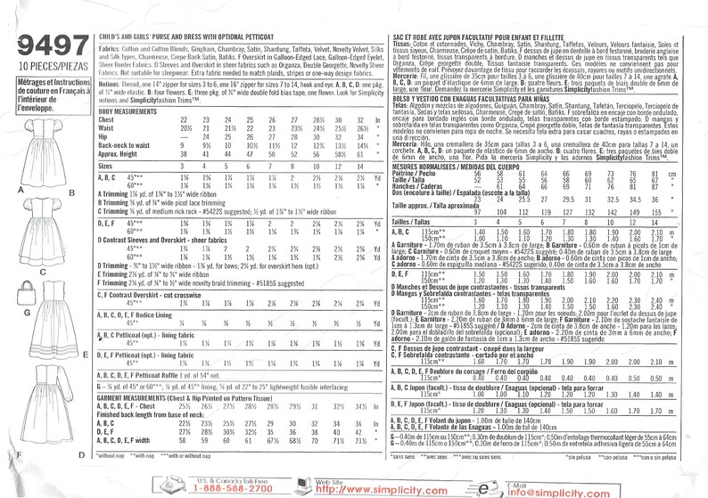 Uncut Simplicity Sewing Pattern 9497, Girl’s Dress Pattern, Child’s ...