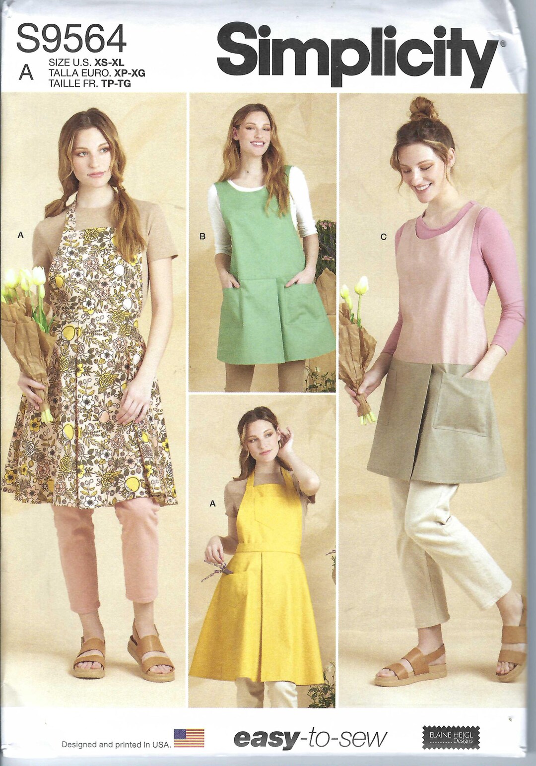 Uncut Simplicity Sewing Pattern Women's Aprons, Pullover Apron ...