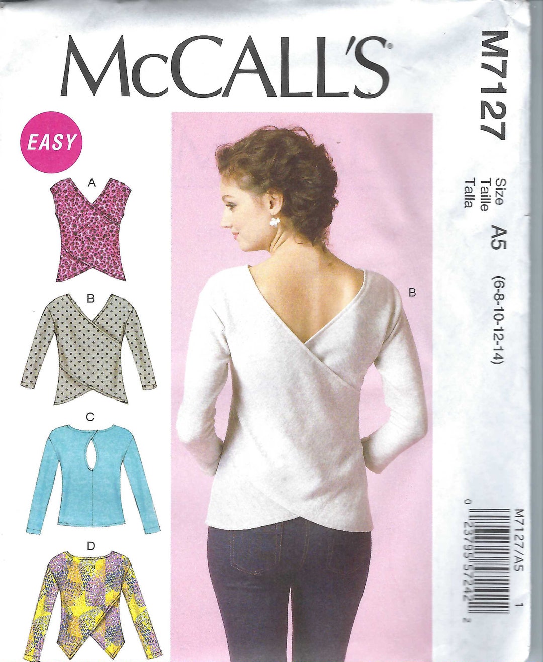 Uncut Mccalls Sewing Pattern 7127 Misses' Tops, Size 6-8-10-12-14 14-22 ...