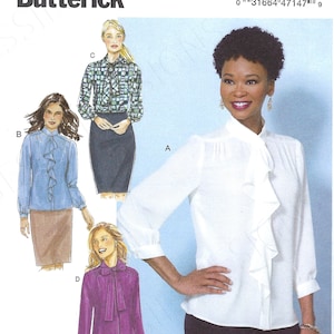 Uncut Butterick Sewing Pattern 6488 Misses' Tops With Neckline and ...