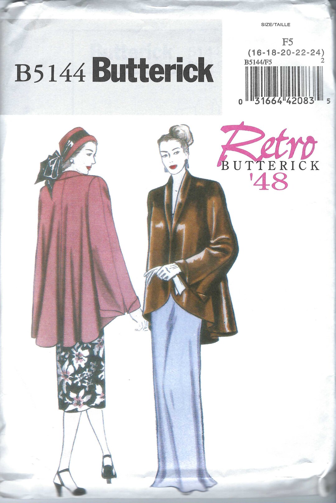 Uncut Butterick Sewing Pattern 5144 Retro Misses' Jacket, Sizes 8-14 16 ...
